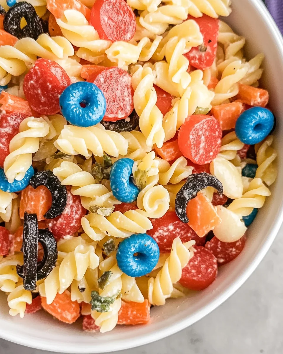 Delicious RED WHITE AND BLUE PASTA SALAD Recipe