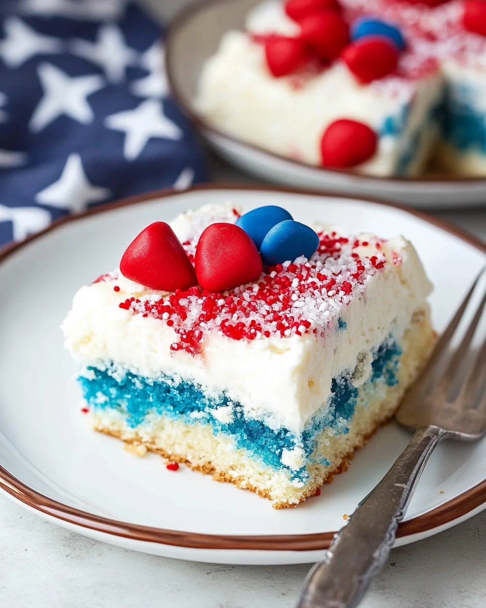Delicious Red, White, & Blue Poke Cake Recipe