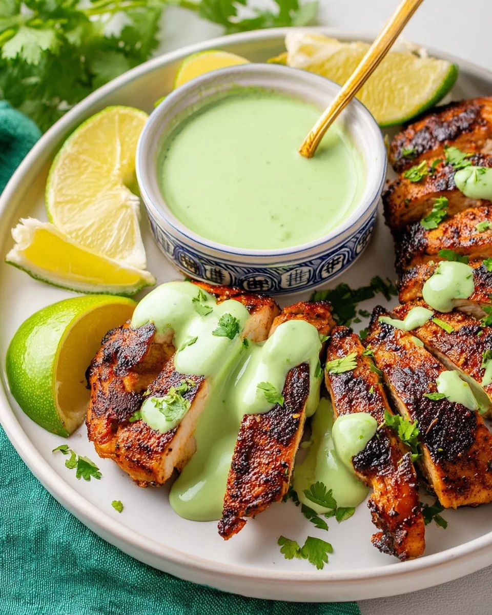 Peruvian Grilled Chicken with Creamy Green Sauce